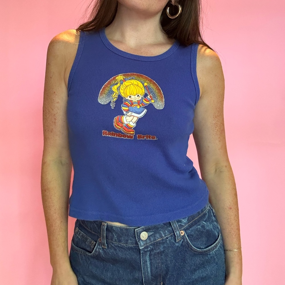 1990s Rainbow Brite Glitter Tank Top - Gem